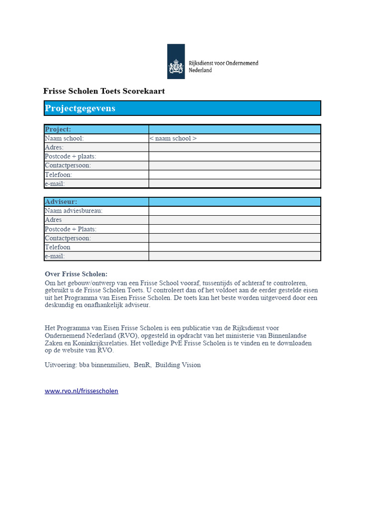2021 Frisse Scholen Scorekaart | PDF