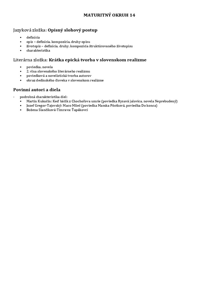 Opisný Sloh. Postup | PDF