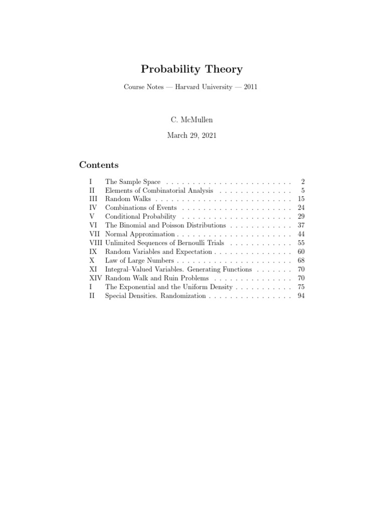 Probability Theory - Harvard | PDF | Probability Theory | Mathematics