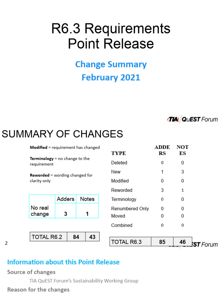 R6.3_Requirements_Change_Summary | PDF | Life Cycle Assessment ...