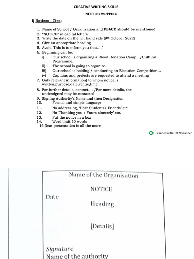 Notice and Letter Writing | PDF