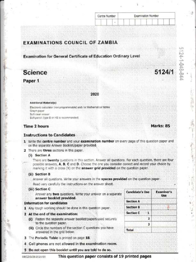 Pdfs - Science P1 2020 GCE | PDF | Qualifications | Student Assessment And Evaluation