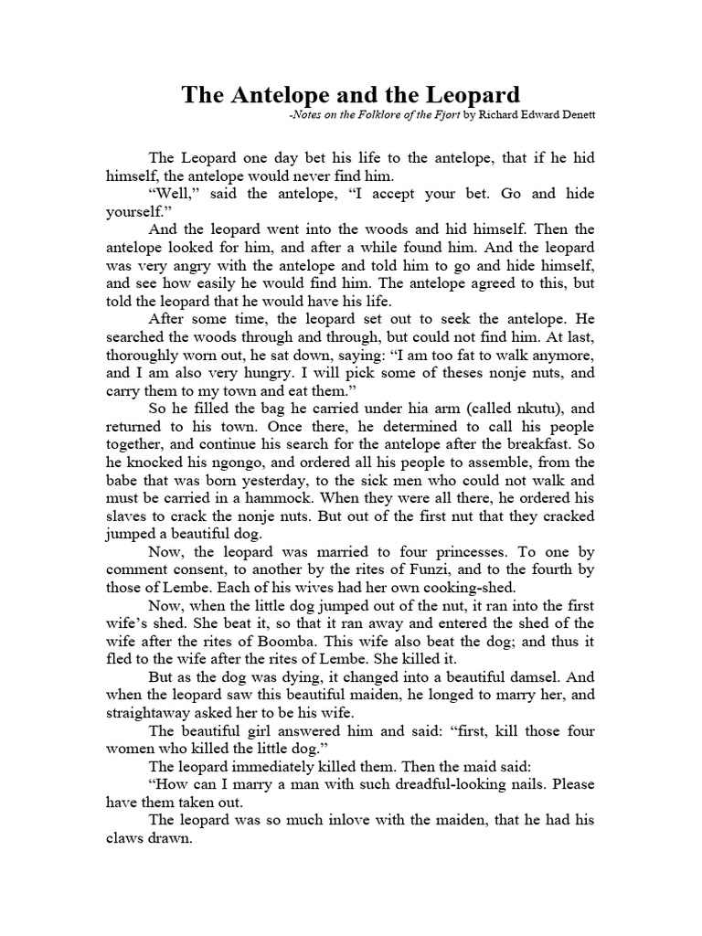 DEAR - The Antelope and The Leopard | PDF | Traditional Stories