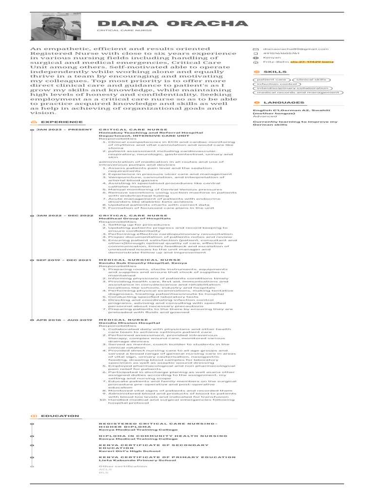 German CV | PDF | Nursing | Intensive Care Medicine