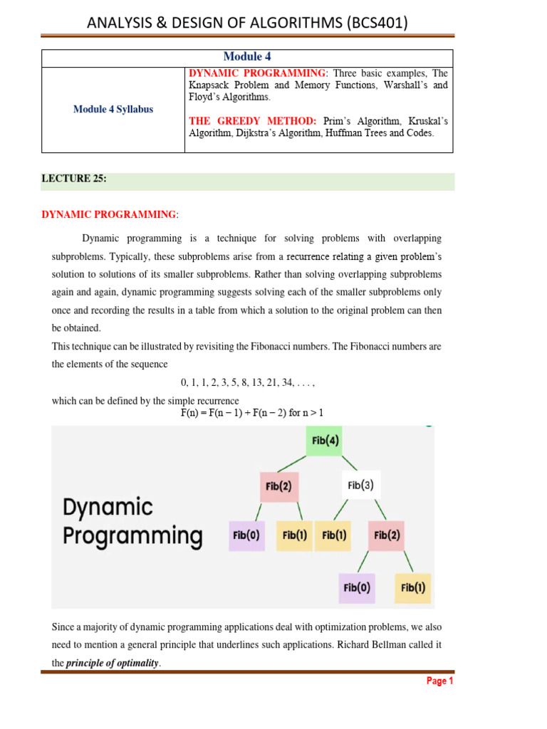 Bcs401 Module 4 Ada Notes | PDF | Code | Dynamic Programming