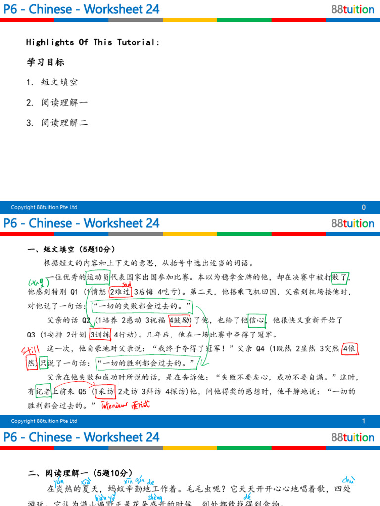 P6 Chi Worksheet 24 T280624 | PDF