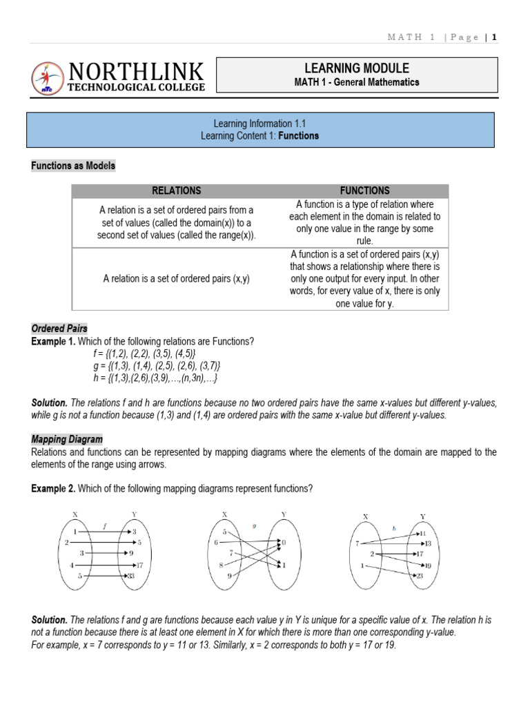 Functions in General Mathematics 11 | PDF | Function (Mathematics ...