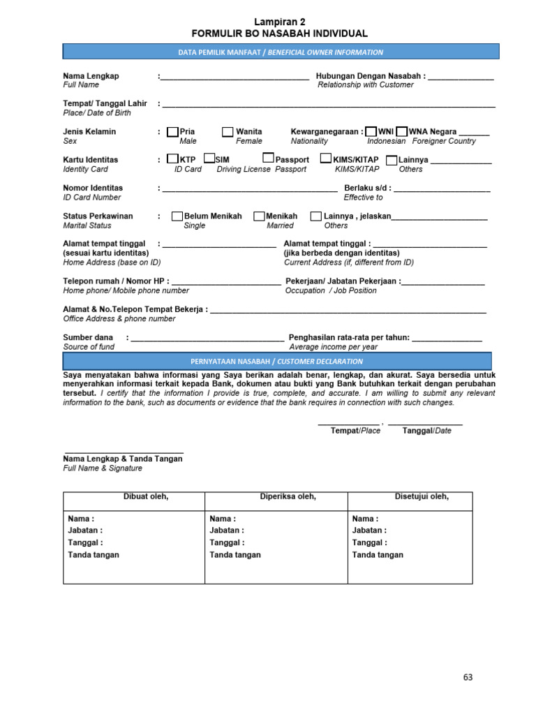 Form BO Perorangan 2023 | PDF | Karier & Perkembangan | Pengelolaan Keuangan & Uang