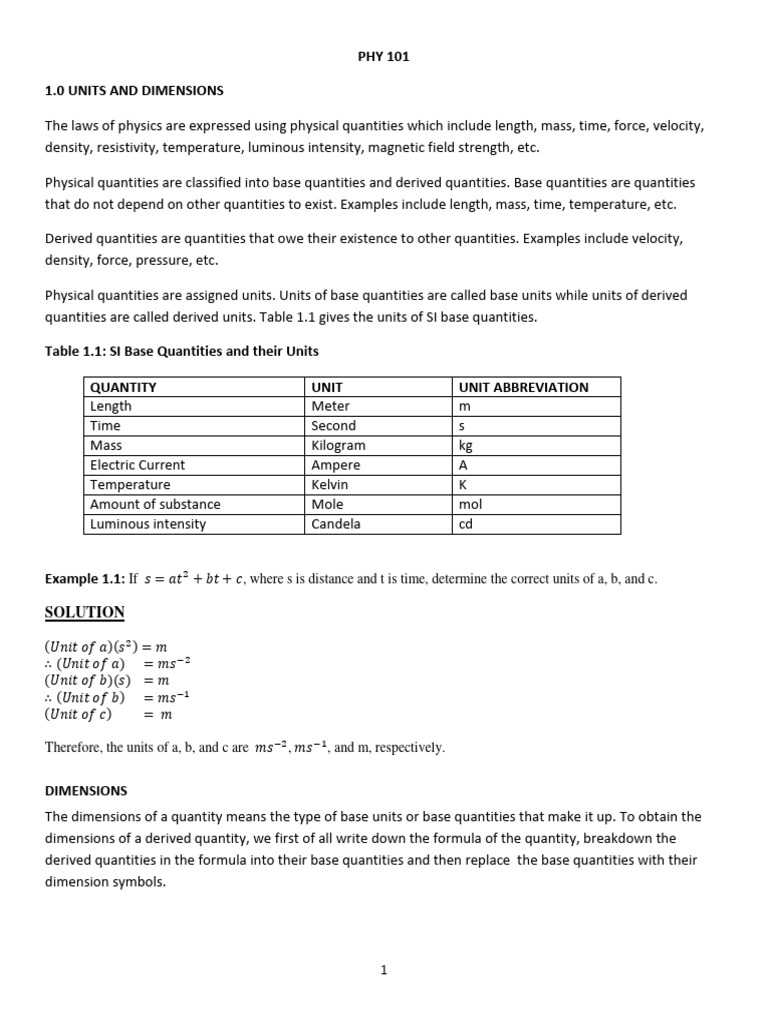 Physics Units and Vectors Guide | PDF | Euclidean Vector | International System Of Units