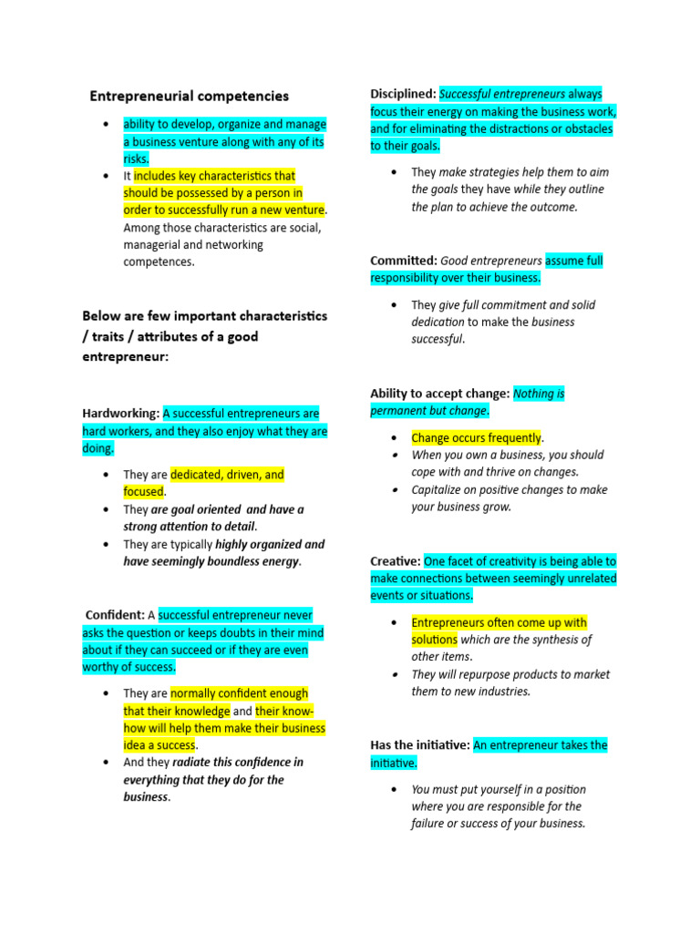 Entrepreneurial Competencies | PDF | Entrepreneurship | Goal