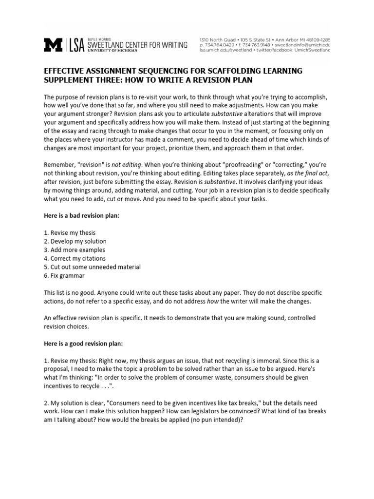 How To Write A Revision Plan | PDF | Proofreading | Editing