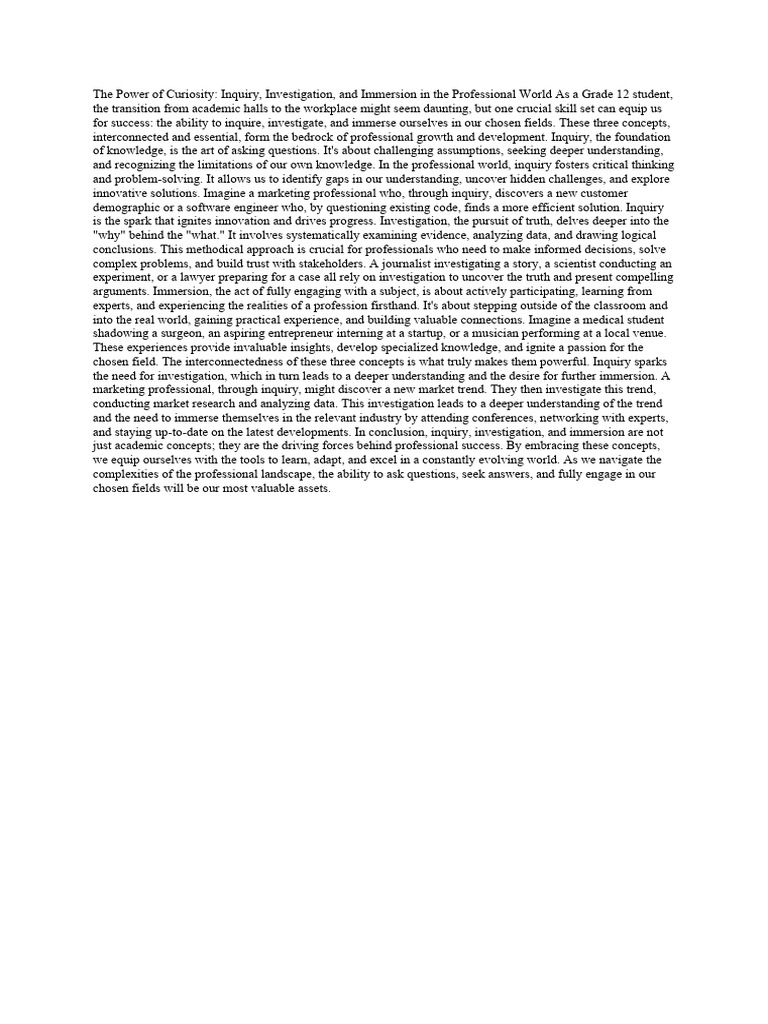 Curiosity in Professional Growth | PDF | Inquiry | Knowledge