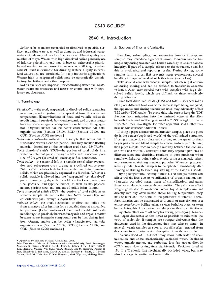 sólidos SMEWW | PDF