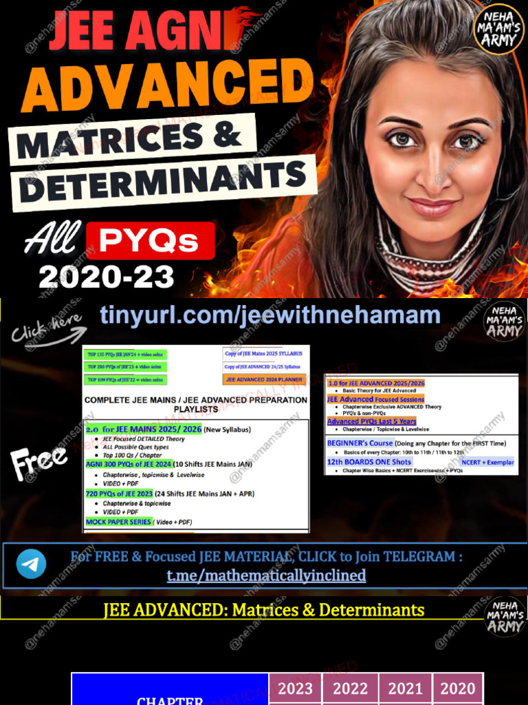 (Handwritten Solutions) JEE ADVANCED PYQs - Matrices & Determinants | PDF | Determinant | Matrix ...