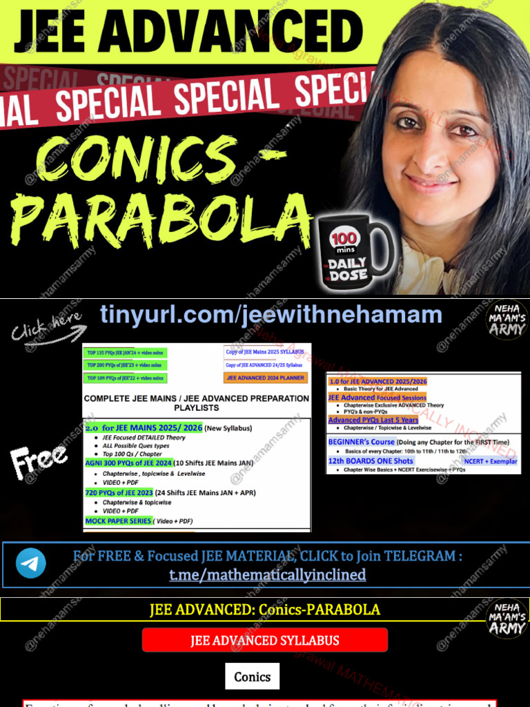 JEE Advanced: Parabola Guide | PDF | Geometry | Manifold