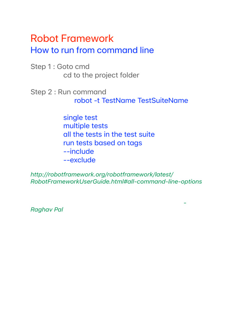 Run Robot Framework from Command Line | PDF | Computers