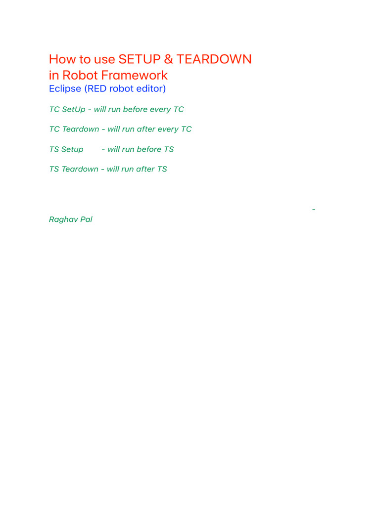 How To Use Setup & Teardown | PDF