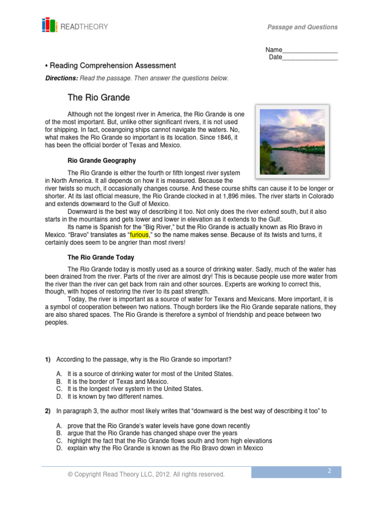 Worksheet - 6 - The - Rio - Grande - Free - Sample | PDF | Rio Grande ...
