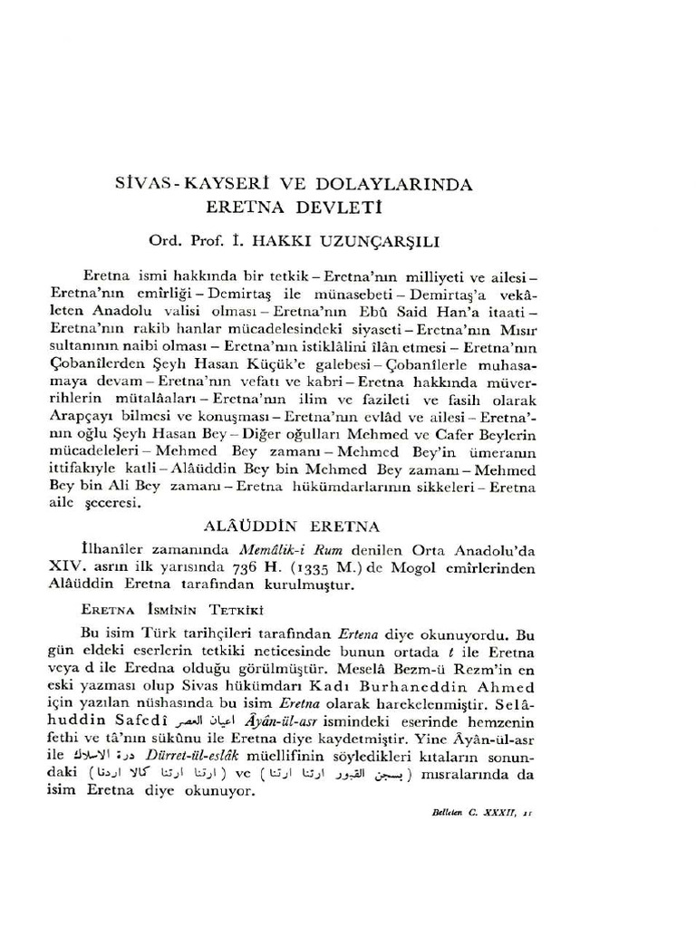 S Vas - Kayseri Ve Dolaylarinda Eretna Devleti: Dürret-Ül-Eslâk | PDF