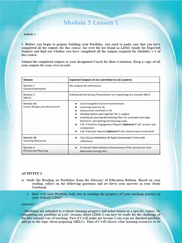 BATALIRAN K. - LDM2 - Module-5 | PDF | Rubric (Academic) | Learning