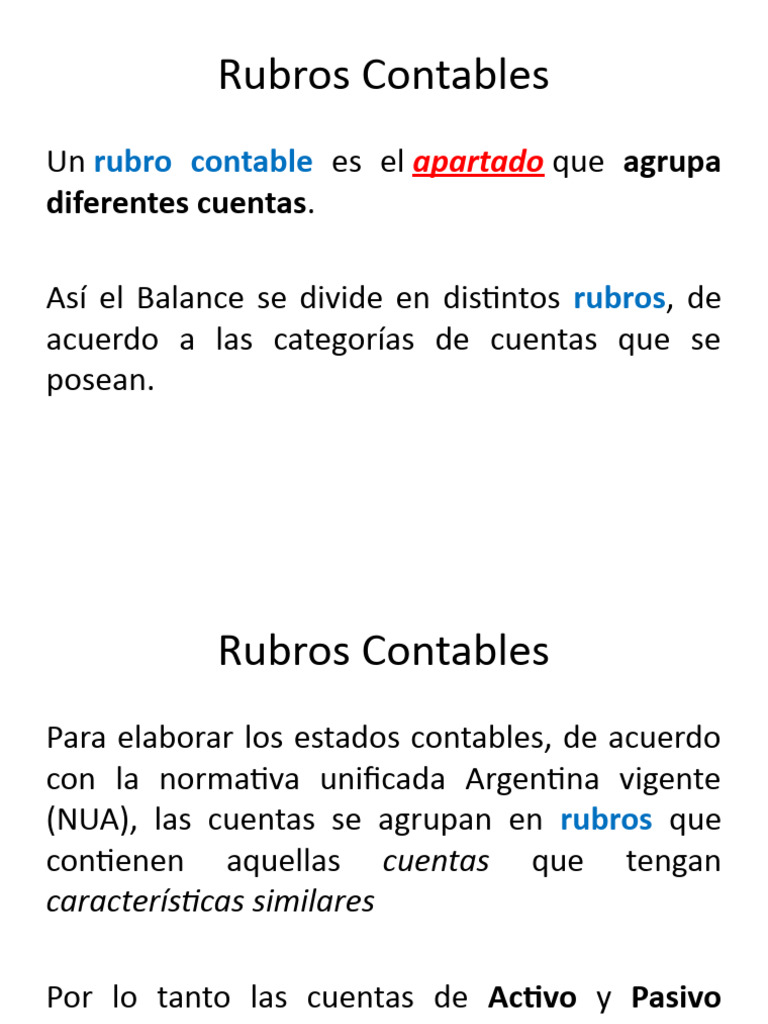 Rubros Contables: Activo y Pasivo | PDF | Contabilidad | Economía ...