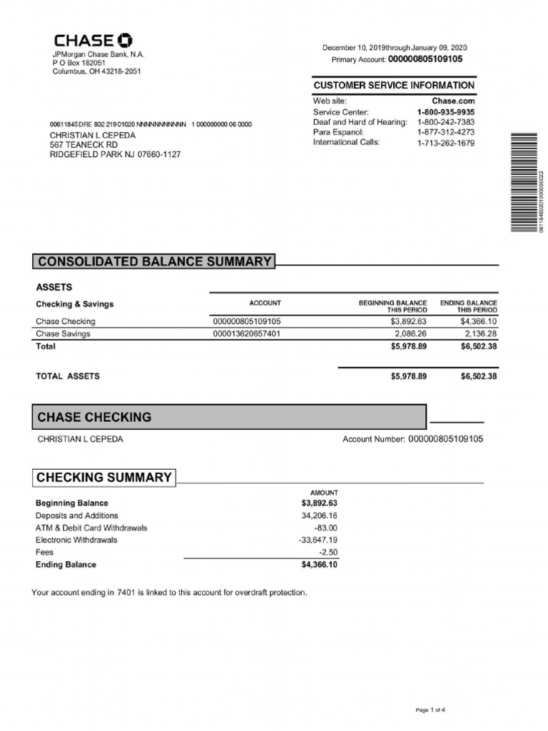 Assets - Bank Statement #1 - Borrower | PDF