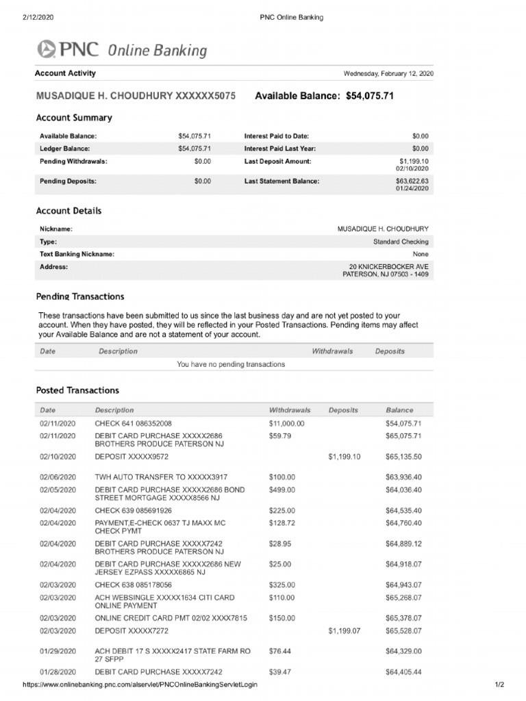 Assets - Bank Statement #1 - Borrower | PDF