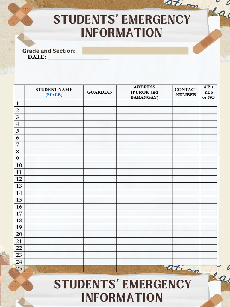 Student Emergency Profile | PDF