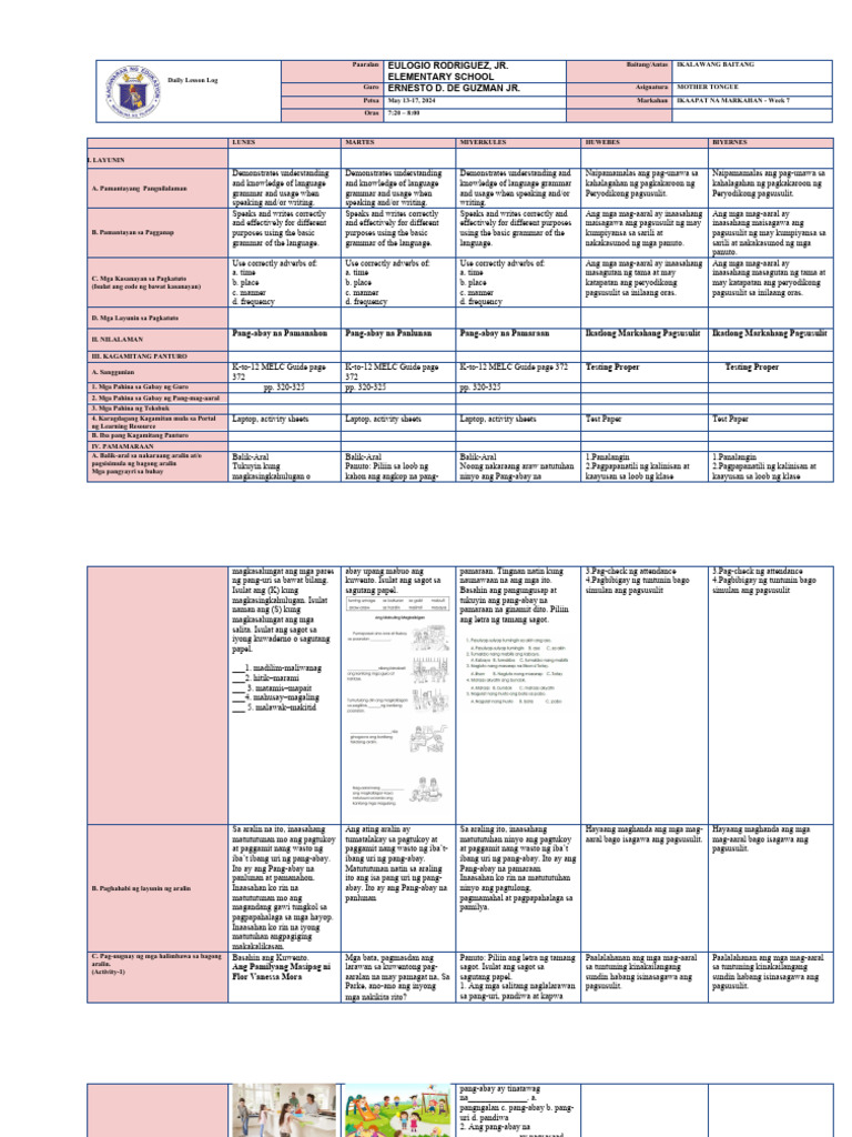 Q4 Week7 DLL MTB 2 | PDF