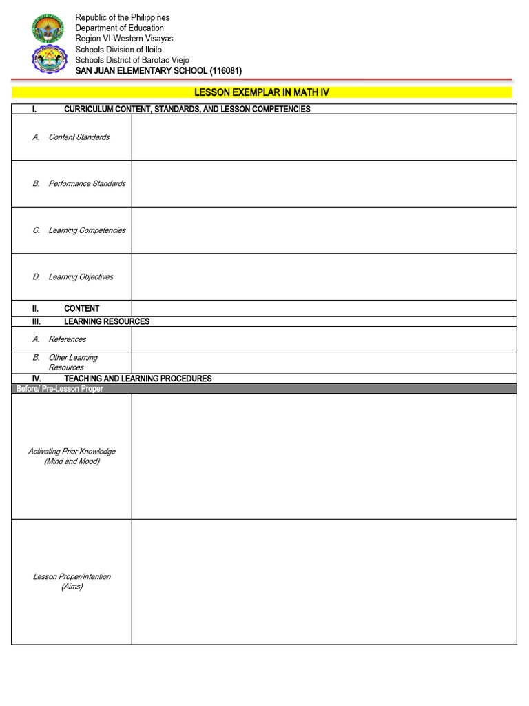 Lesson Exemplar Template | PDF | Career & Growth | Wellness