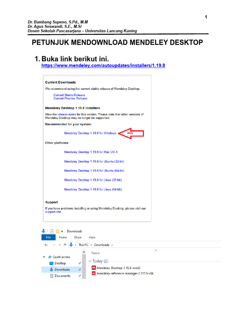 Petunjuk Mendownload Dan Install Mendeley Desktop-Reference | PDF