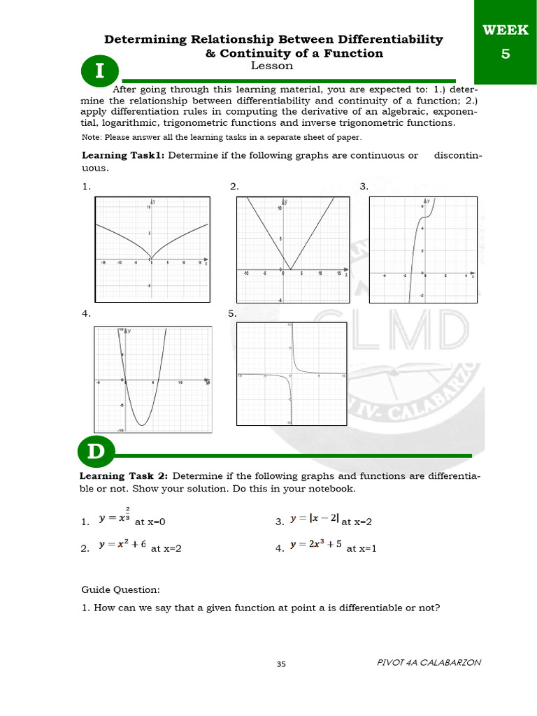 Basic Calculus Continuity Differentiability Differentation Rules | PDF | Derivative | Function ...