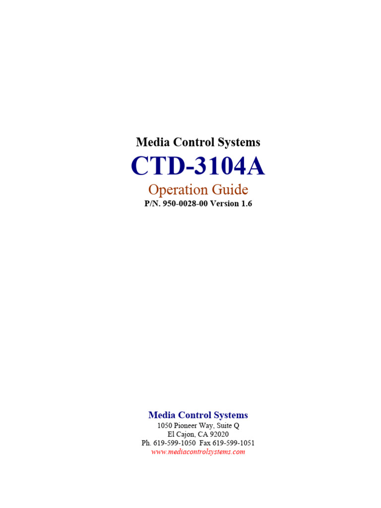 CTD-3104A Cue Tone Decoder Product Manual | PDF | Electronic Engineering | Electrical Engineering