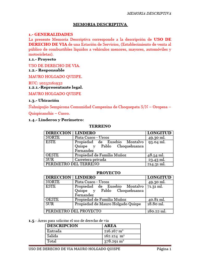 MEMORIA DESCRIPTIVA | PDF | Hormigón
