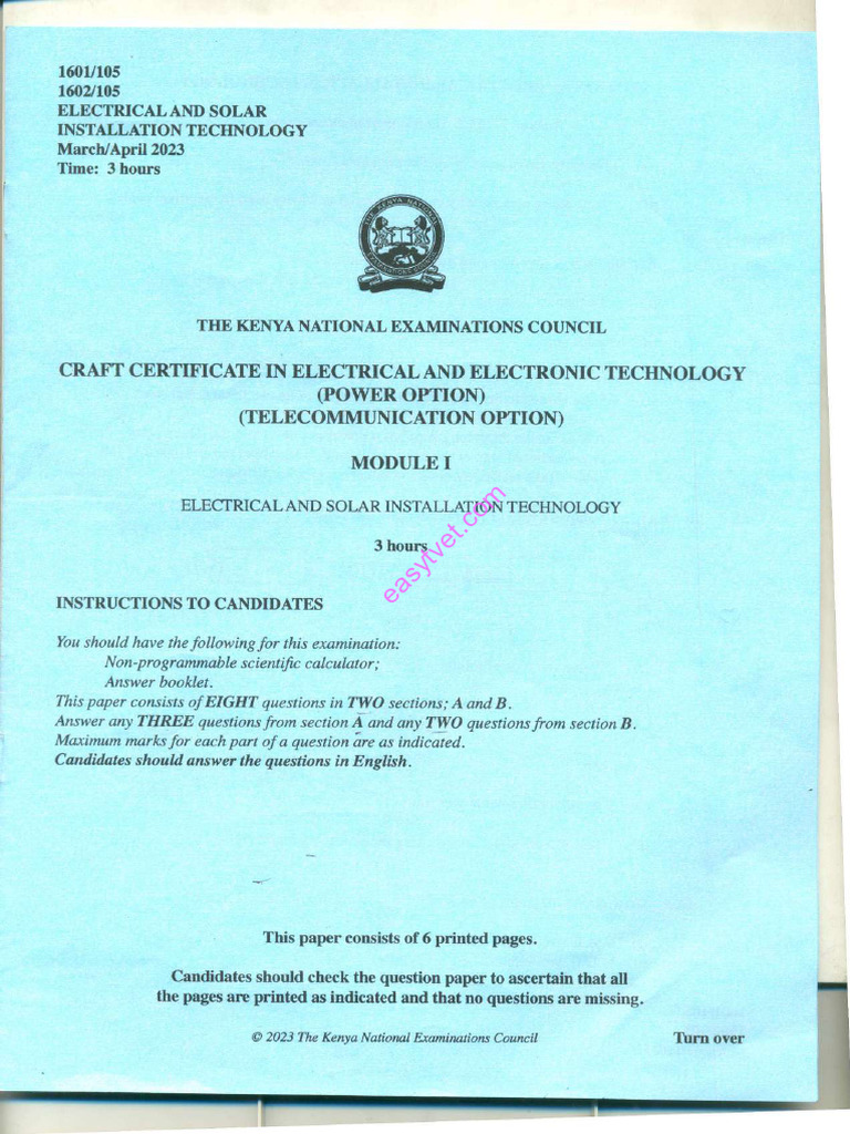 Electrical Past Paper 1 | PDF