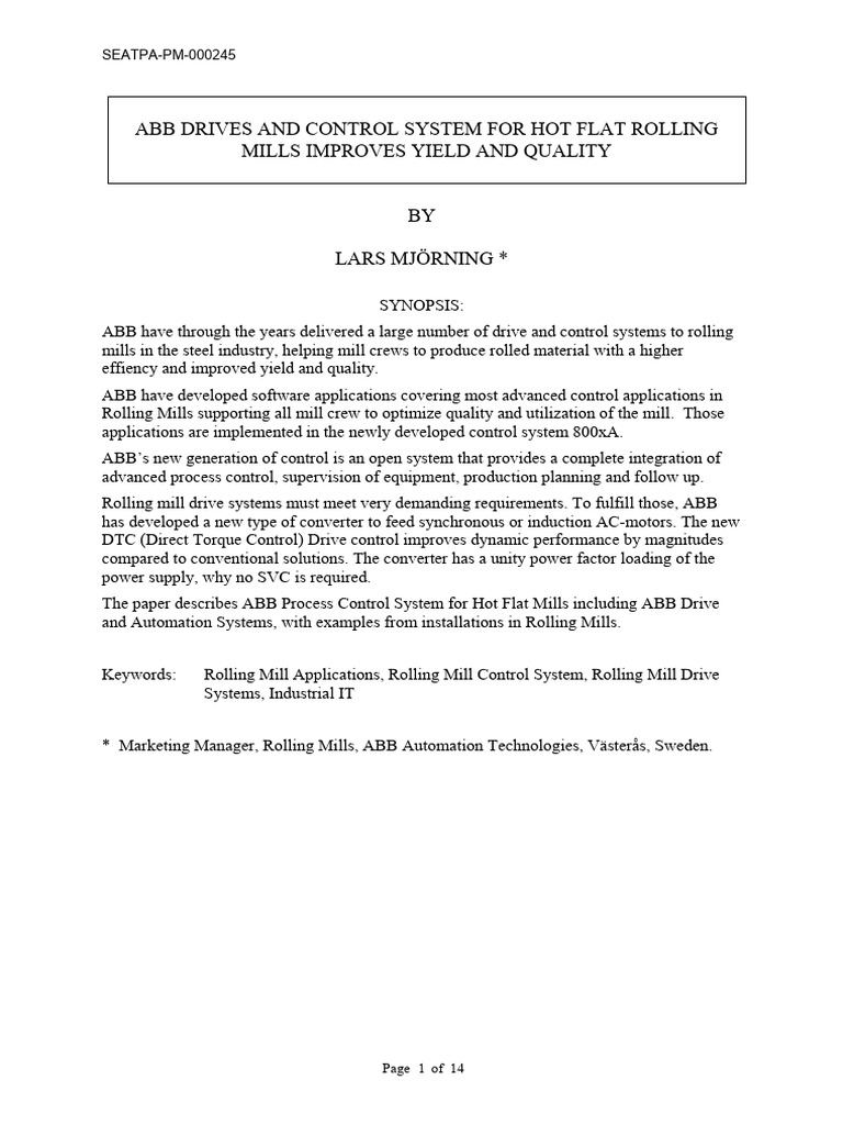 Rolling_Mill_Control_-_Flyer | PDF | Power Inverter | Rectifier