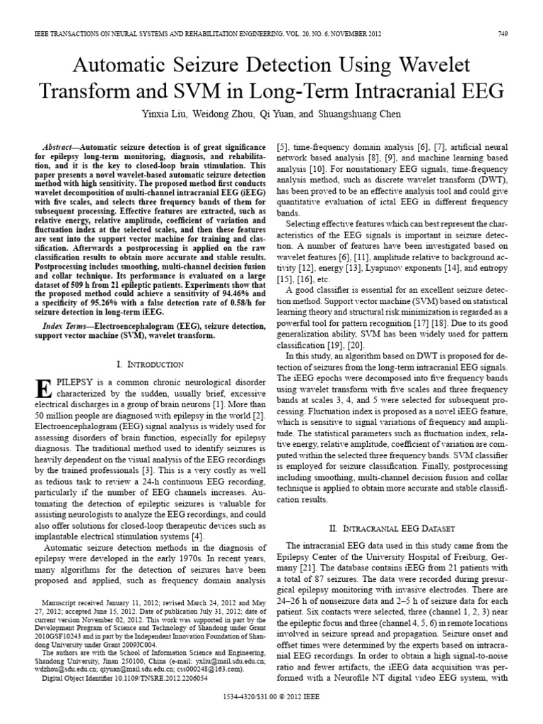 Automated Seizure Detection Using Wavelet Transform and Support Vector ... Automated Seizure Detection Using Wavelet Transform and Support Vector ...