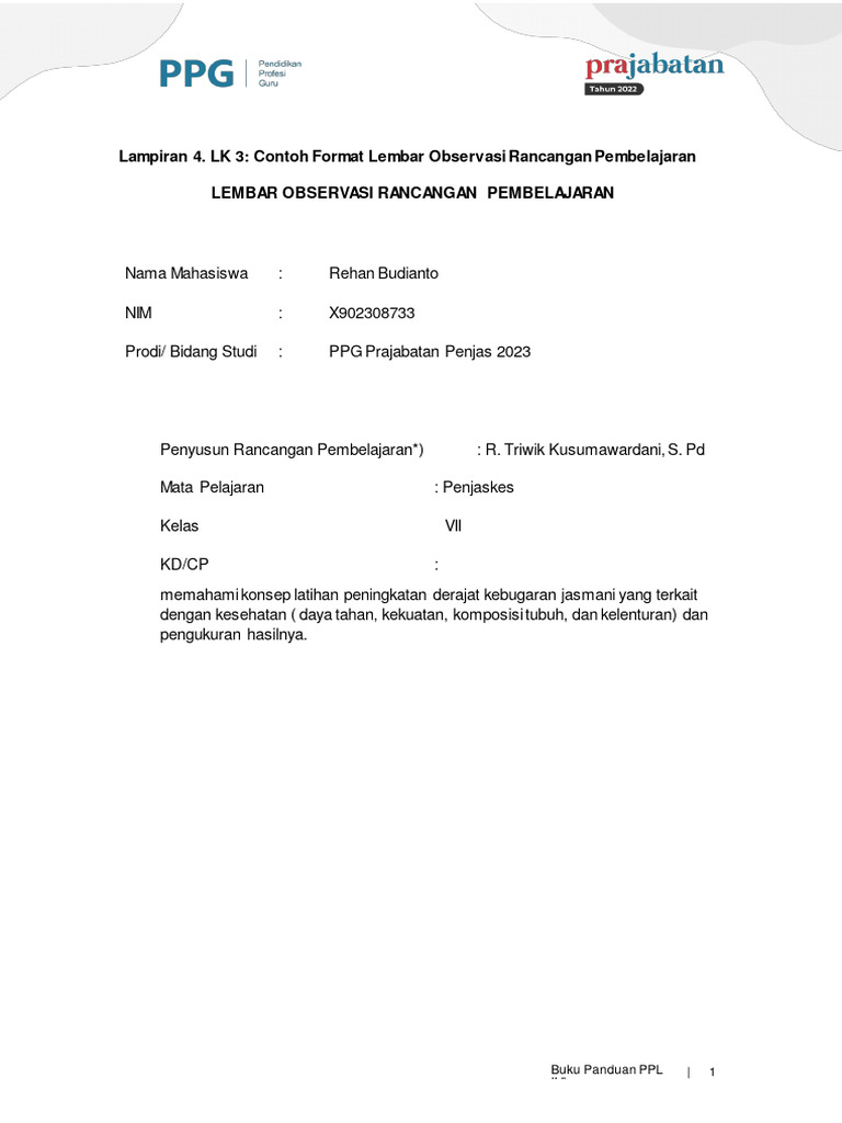LK 5 - Refleksi Terhadap Pembelajaran - Siklus 1 Rehan | PDF