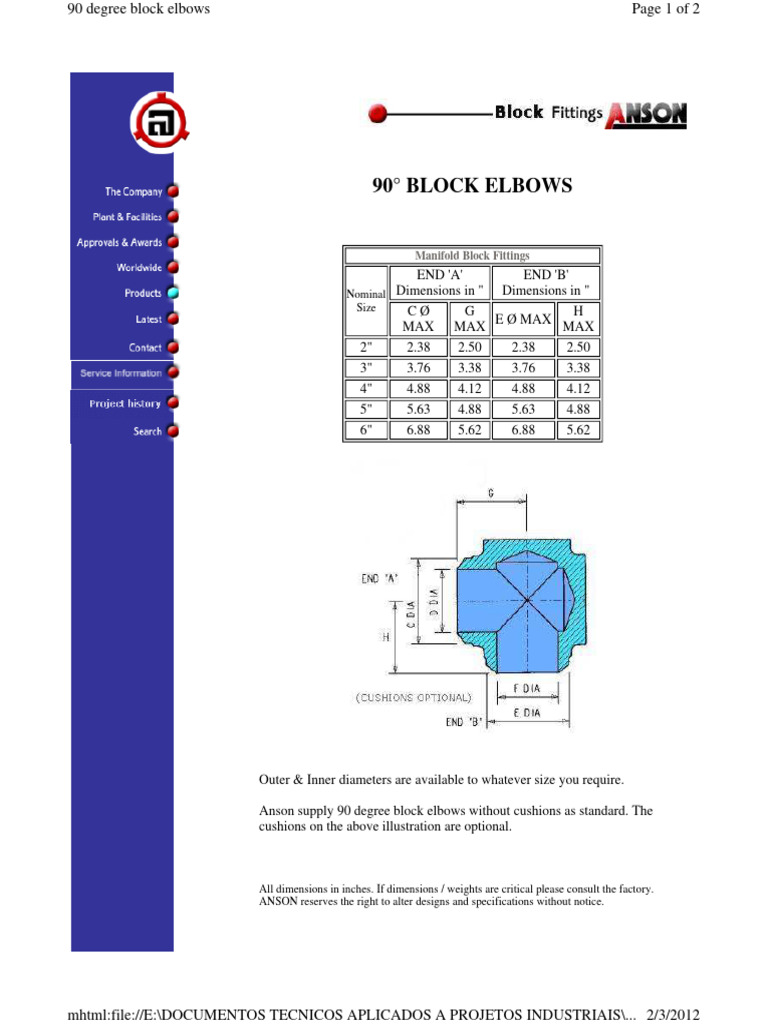 90 Degree Block Elbow | PDF