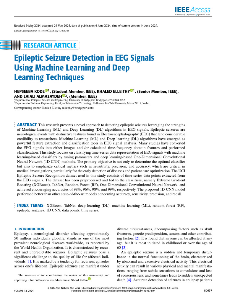 Epileptic Seizure Detection in EEG Signals Using Machine Learning and Deep Learning Techniques ...
