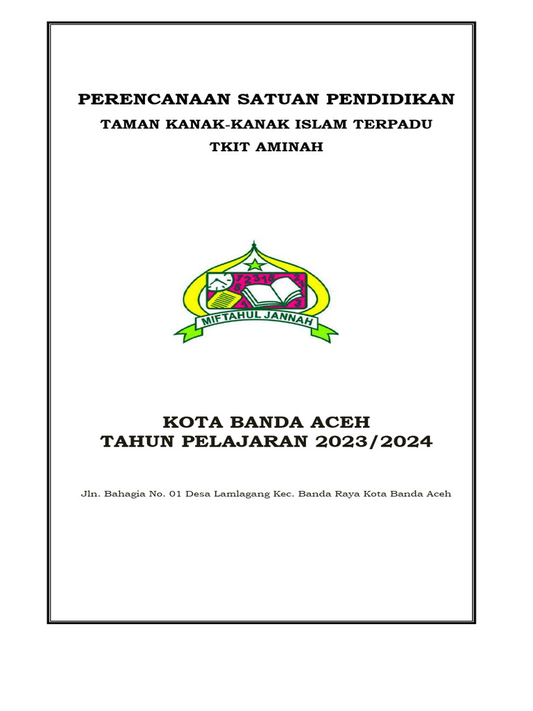 Perencanaan Tkit Aminah | PDF