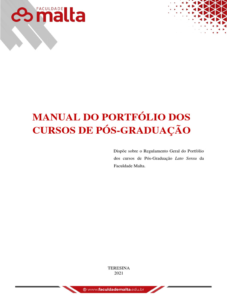 Manual Do Portfólio Pós-Graduação Malta | PDF | Pós-graduação | Aprendizado