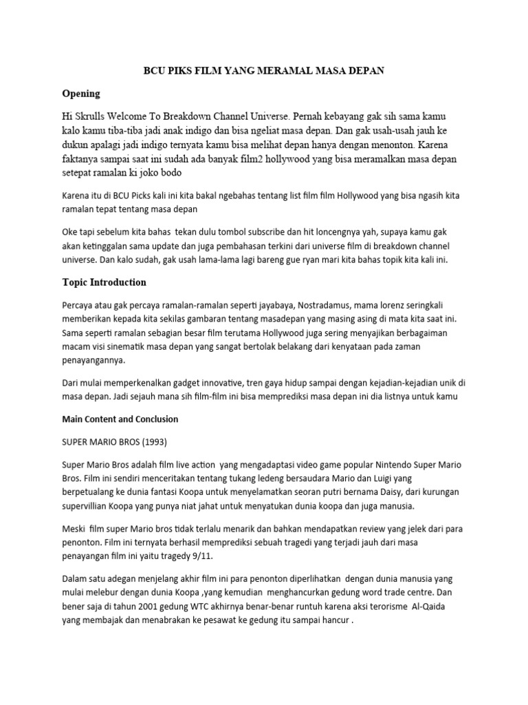 BCU PICKS Meramal Masa Depan | PDF