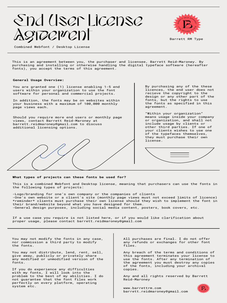 EULA - Barrett RM Type | PDF | License | Typefaces