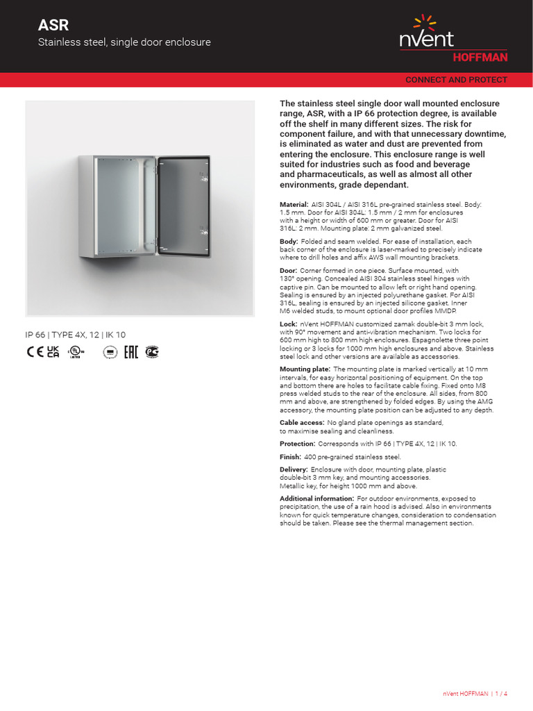 ASR (ENGLISH) Product Sheet | PDF | Door | Stainless Steel