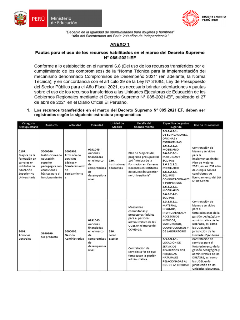 2.Anexo Om00076 2021 Minedu Spe Opep Upp Cdd Tramo1 Ds085 2021 Ef | PDF | Educación más alta ...