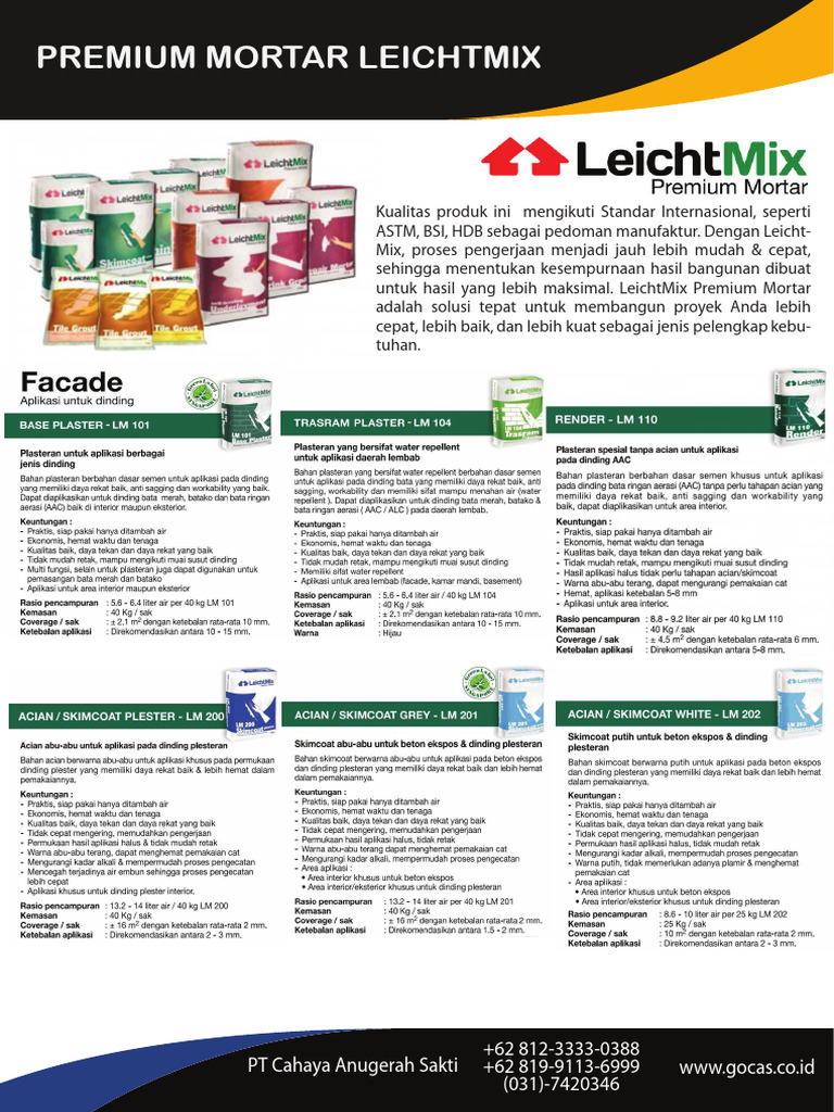 Premium Mortar LeichtMix Berkualitas Tinggi | PDF