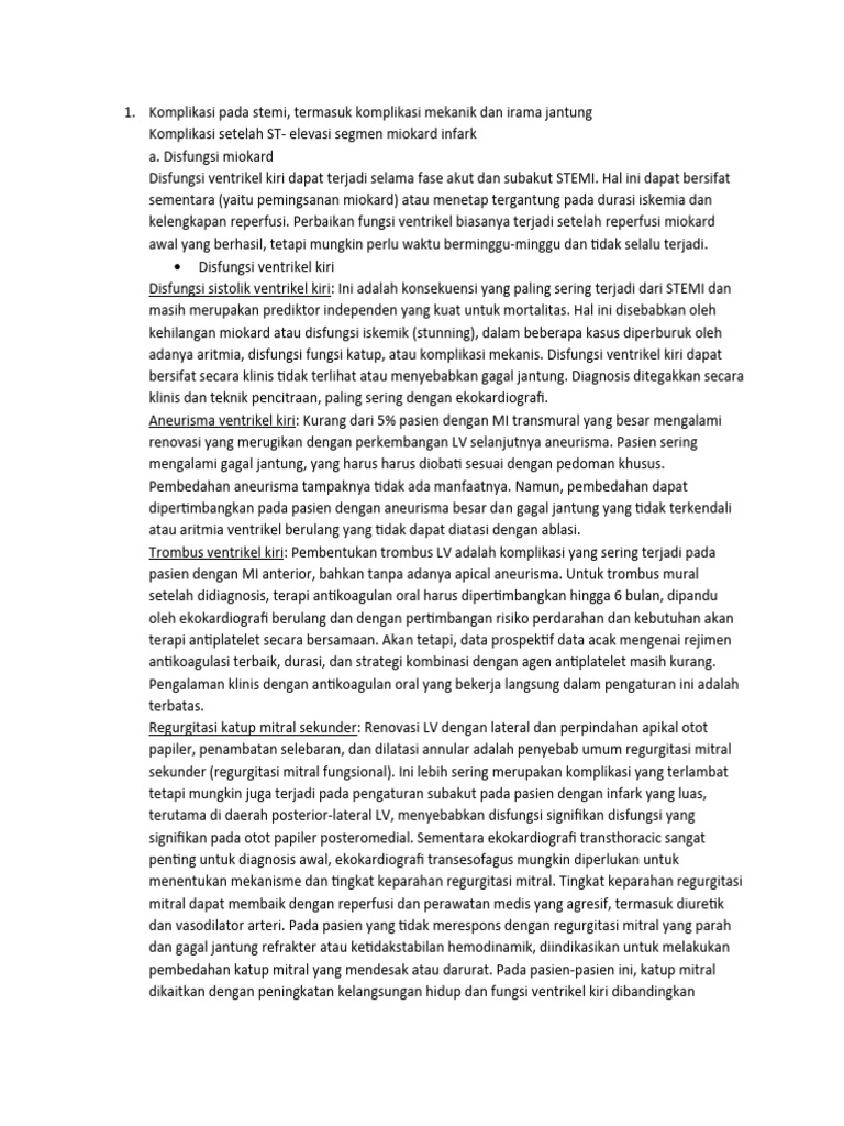 Komplikasi STEMI: Disfungsi dan Aritmia | PDF | Sains & Matematika