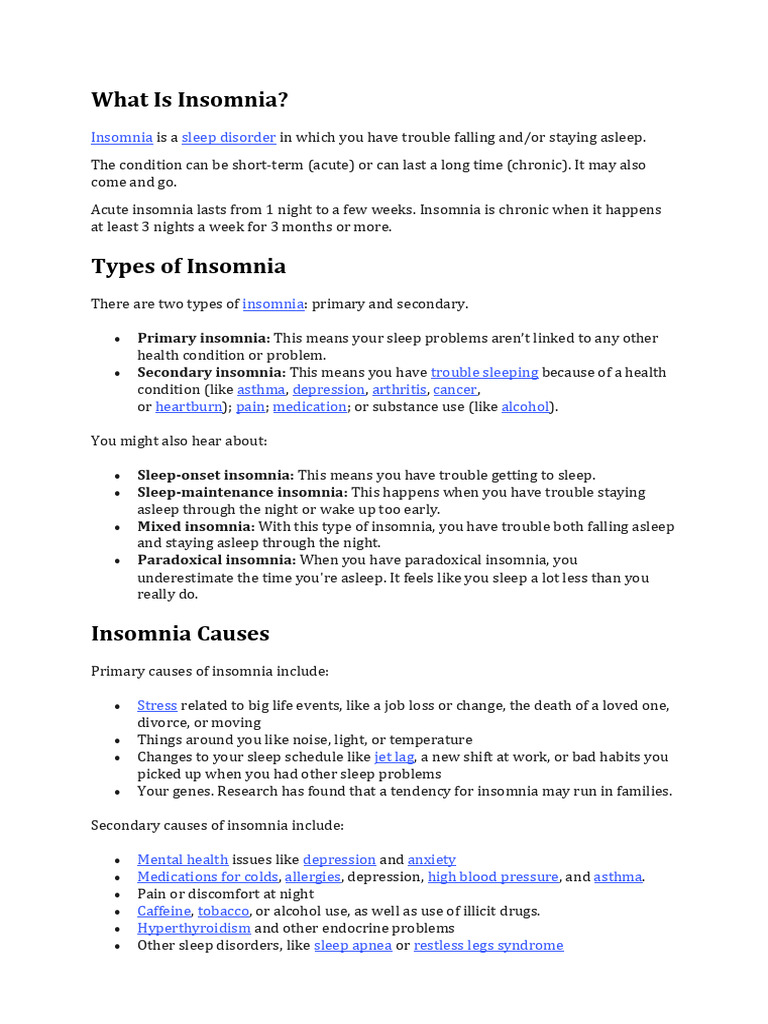 What Is Insomnia | PDF