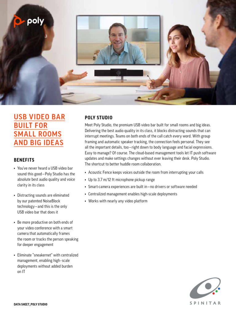 Poly Studio USB VIDEOBAR datasheet | PDF | Bluetooth | Smartphone